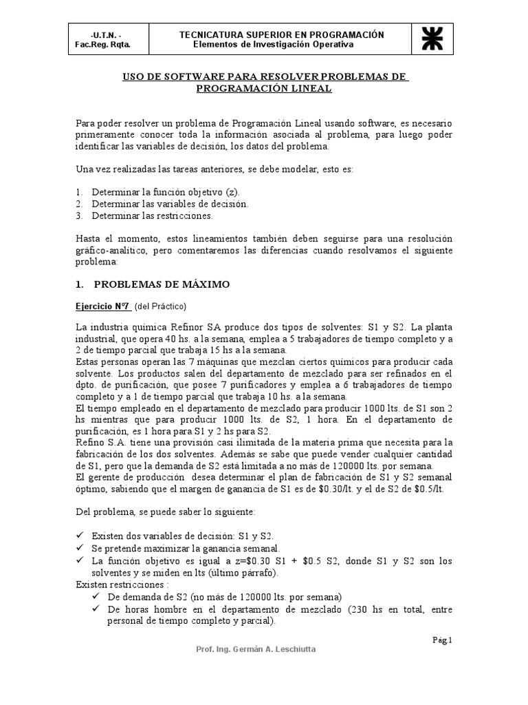 Problemas Resueltos Con Solver y Tora | PDF | Programación lineal ...