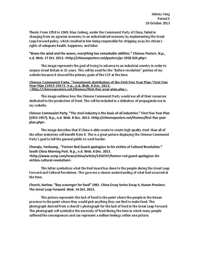 Primary Sources Final | PDF | Mao Zedong | Cultural Revolution