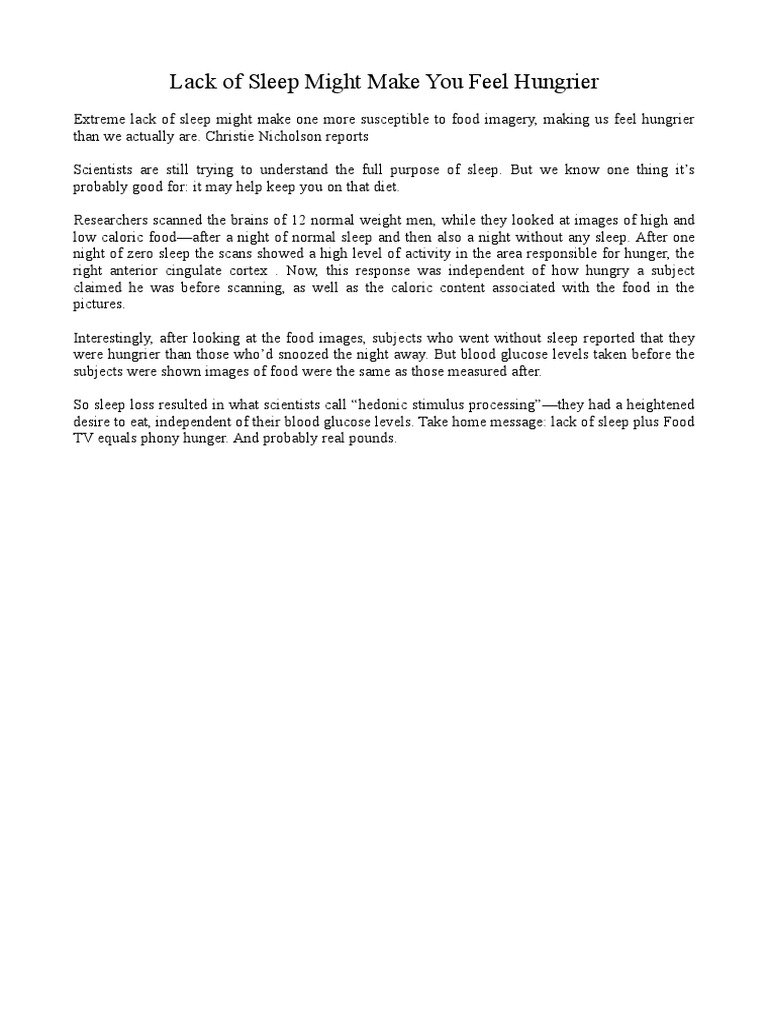Lack of Sleep | PDF