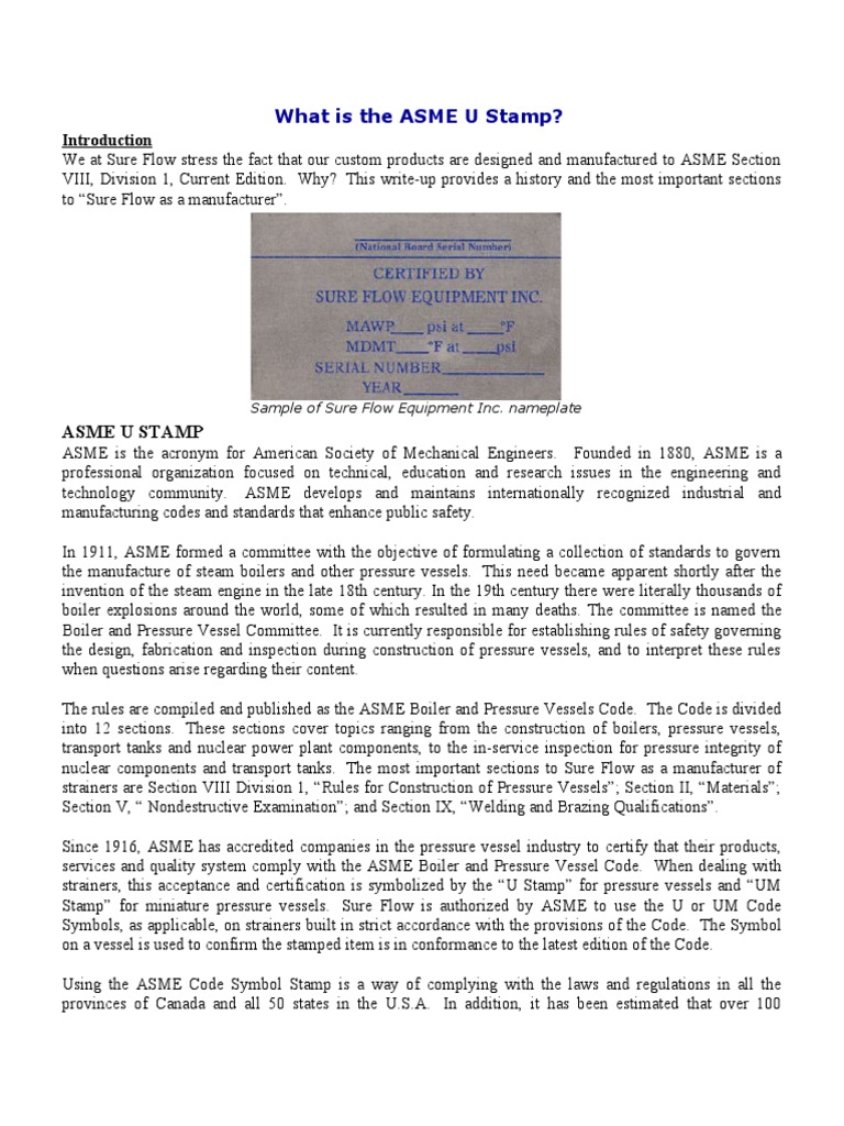 What Is The ASME U Stamp | PDF | Boiler | Nondestructive Testing