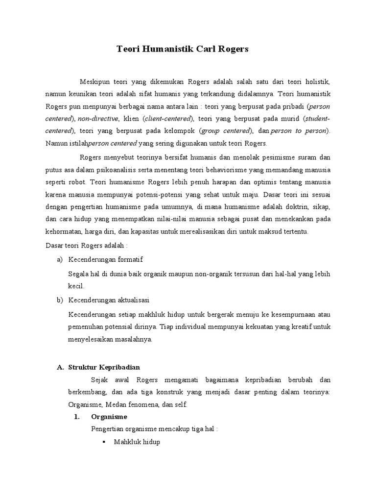 Teori Humanistik Carl Rogers | PDF