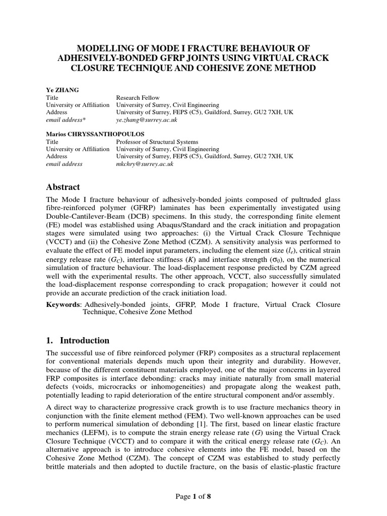 VCCT Vs Cohesive | Download Free PDF | Fracture | Fracture Mechanics
