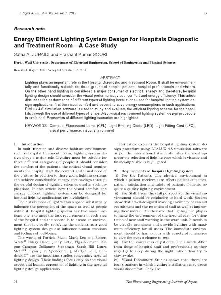 Hospital Lighting Design Study | PDF | Compact Fluorescent Lamp | Lighting