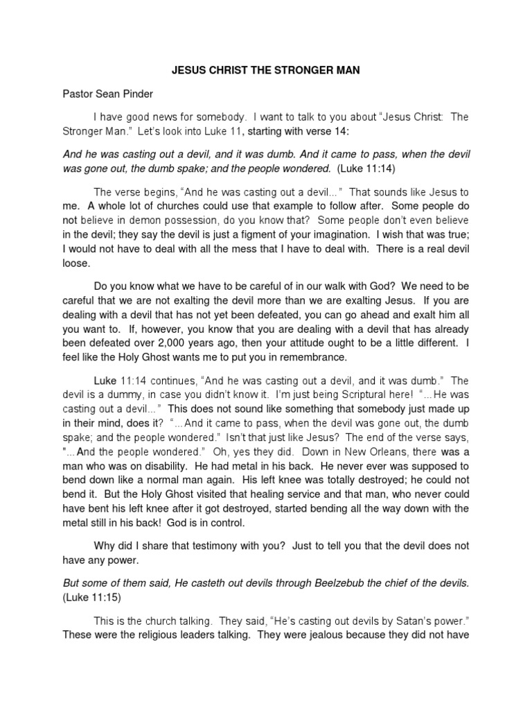 Jesus: The Stronger Man Overcoming Satan | PDF | Devil | Resurrection ...
