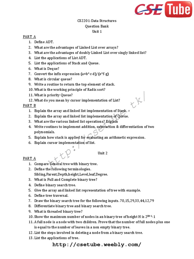 Cs2201 Data Structures Pdf Algorithms And Data Structures Combinatorics 