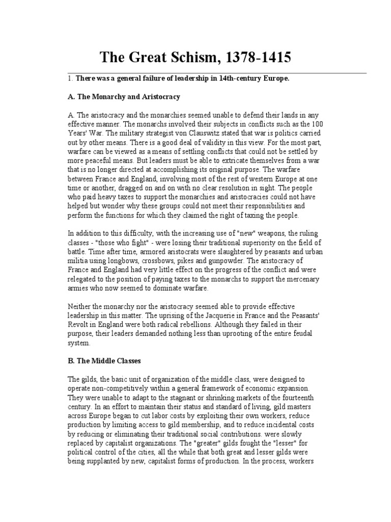 The Great Schism | PDF | Ecumenism | Catholic Church