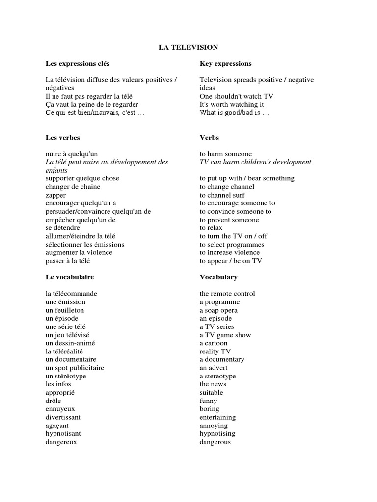 French Vocabulary On Media | PDF | Publicité | la communication
