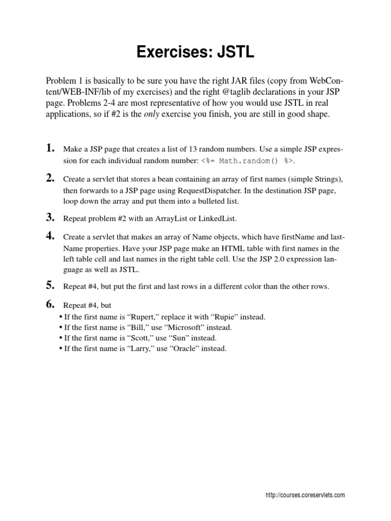Exercises JSTL | PDF