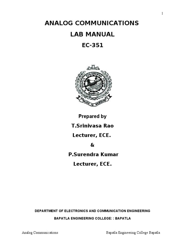 Analog Communications Lab Manual Pdf Electronic Oscillator Modulation