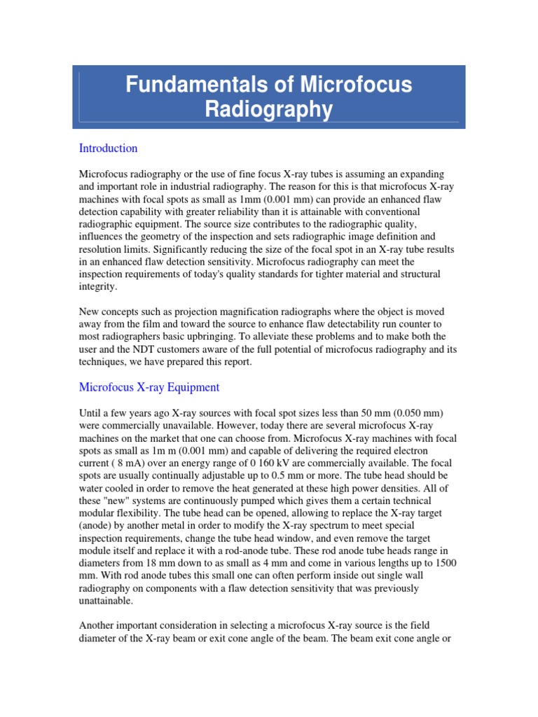 Microfocus X-Ray Tube Fundamentals | PDF | Radiography | X Ray