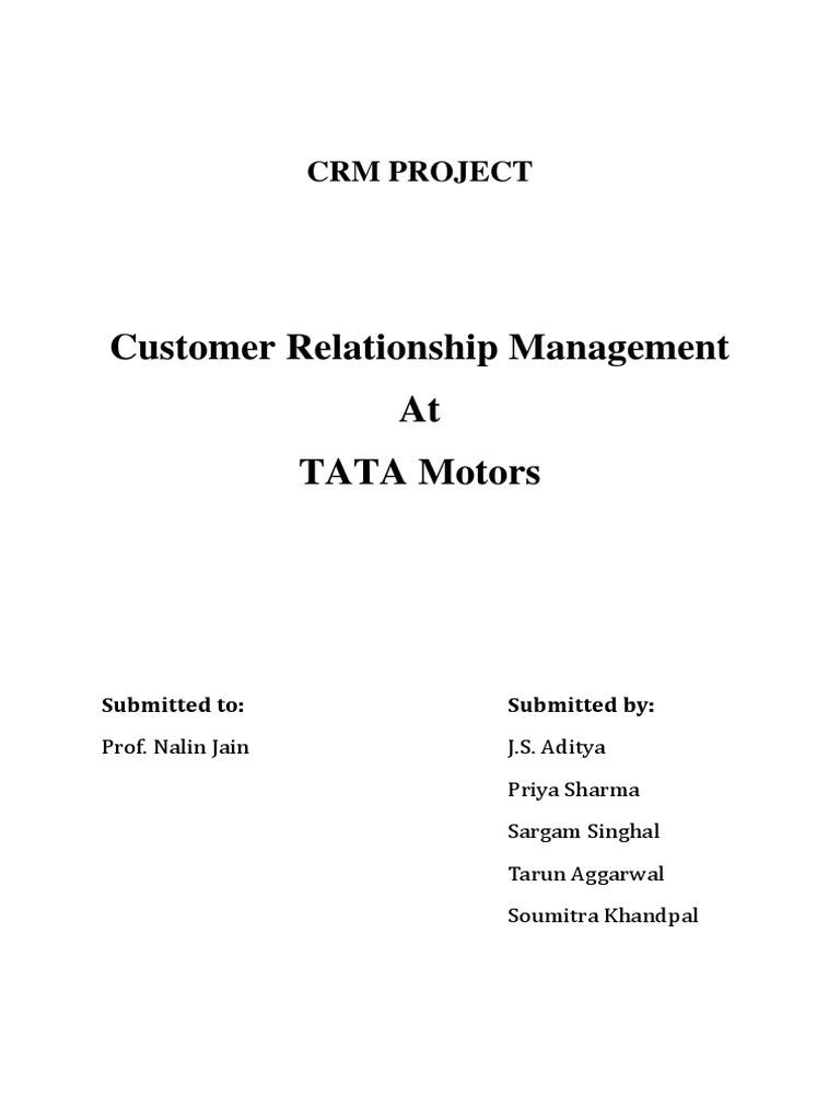 Tata Motors Project Report | PDF | Customer Relationship Management ...