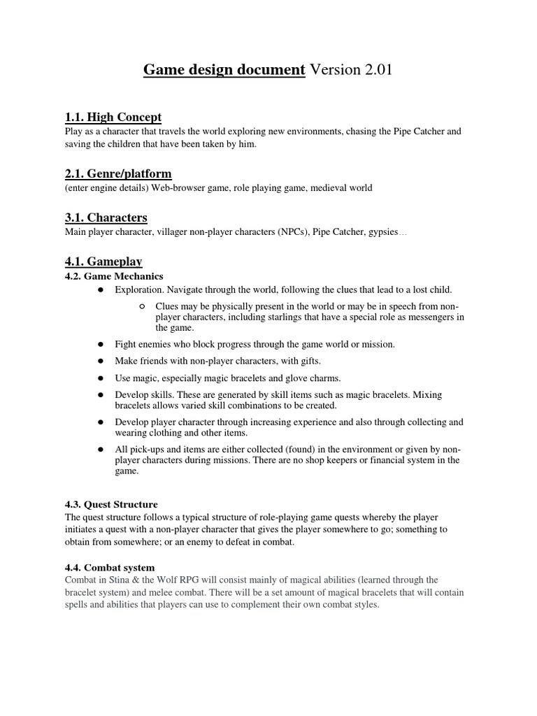 Game Design Document | PDF | Interactive Art | Gaming