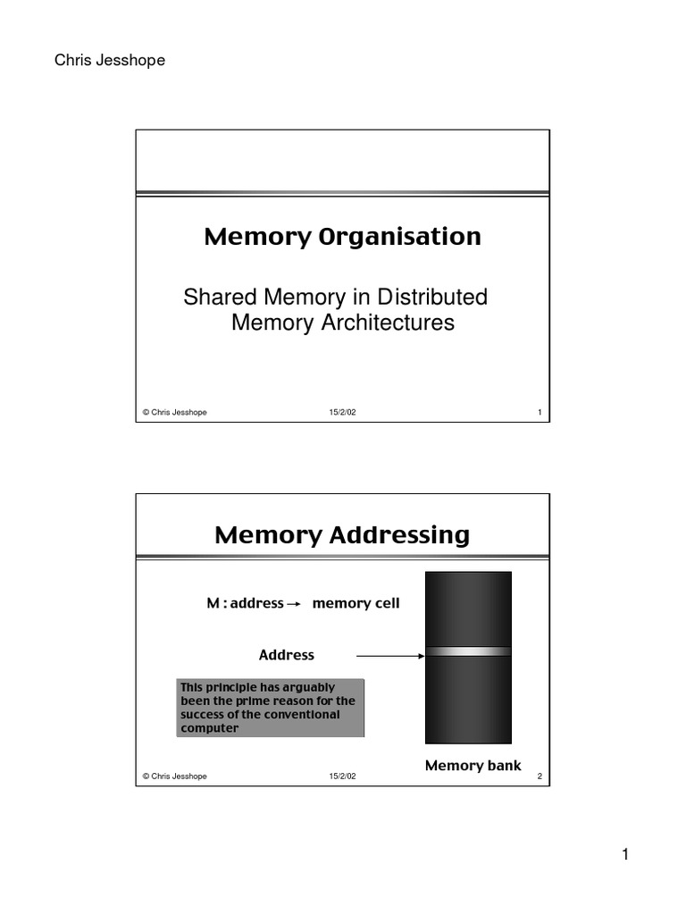 Memory Organisation: Shared Memory in Distributed Memory Architectures | PDF | Cpu Cache ...