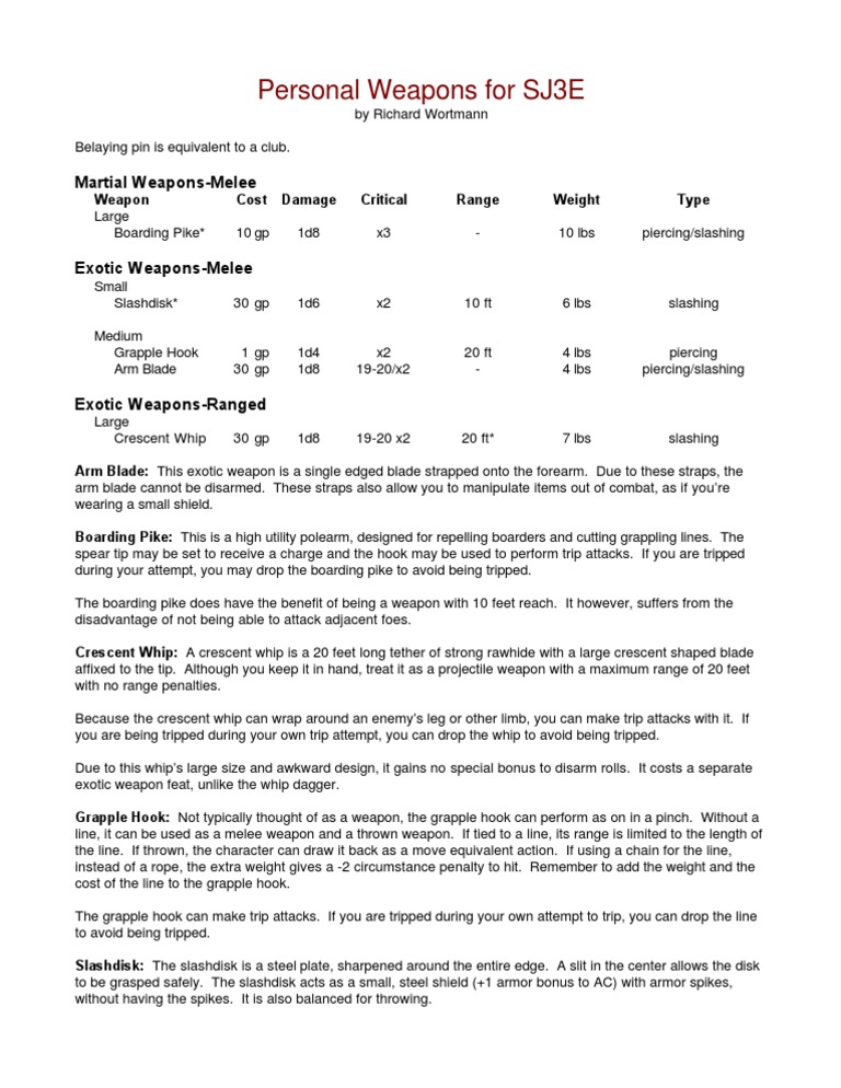 Spelljammer - D20 - Weapons | PDF | Whip | Blade