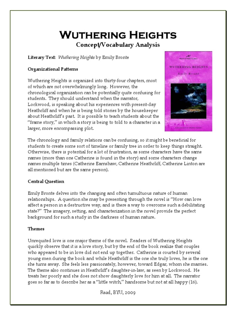 Wuthering Heights: Concept/Vocabulary Analysis | PDF