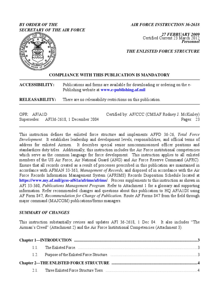 The Enlisted Force Structure | PDF | United States Air Force | Non ...