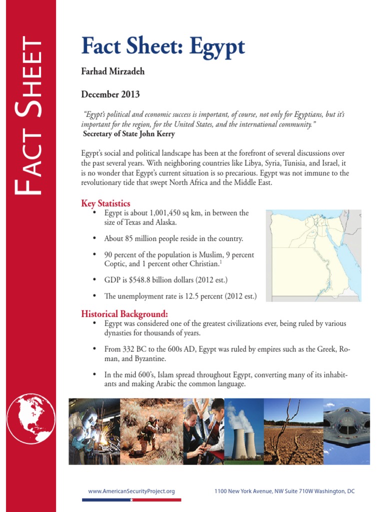Egypt Fact Sheet | PDF | Mohamed Morsi | Egypt