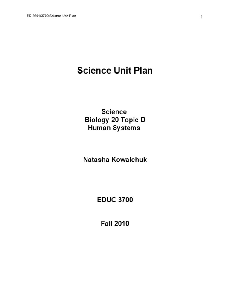 Science Unit Plan | PDF | Respiratory System | Science