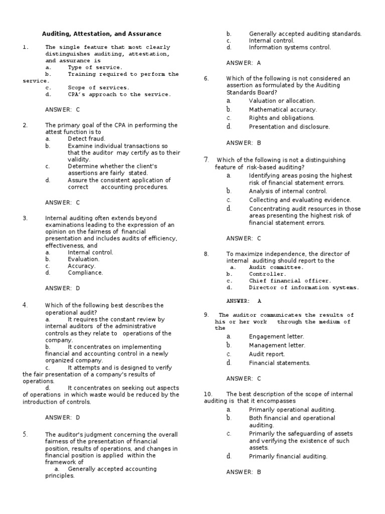 Ch01-Auditing, Attestation, and Assurance | PDF | Audit | Financial ...