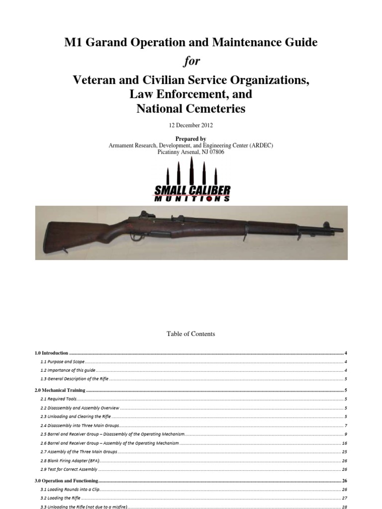 M1 Garand Operation and Maintenance Guide 2013 | PDF | Cartridge ...