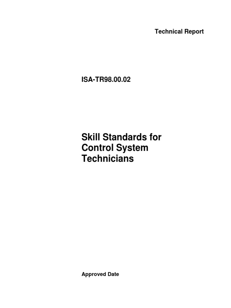 Isa-98.00.02 Skill Standards For Control Systems Technicians | PDF ...