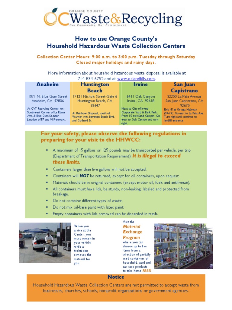 Anaheim HHW Collection Center Guide | PDF