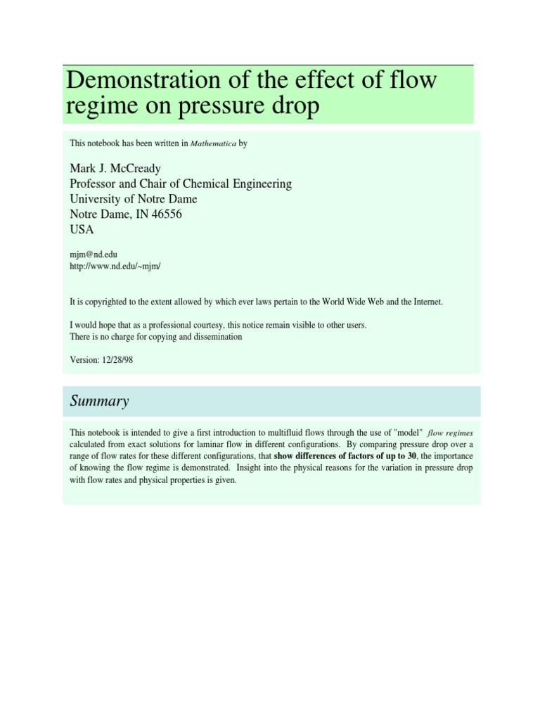Demonstration of The Effect of Flow Regime On Pressure Drop | PDF ...