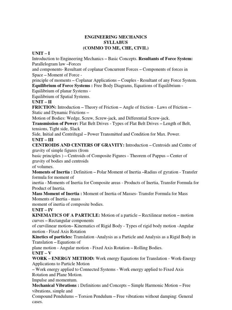 Engineering Mechanics Jntu Important | PDF | Rotation Around A Fixed Axis | Force