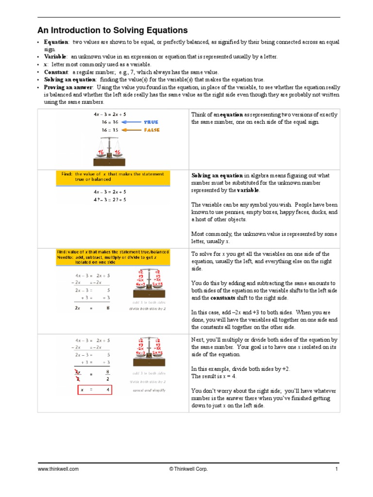 An Introduction To Solving Equations: Solving An Equation in Algebra ...