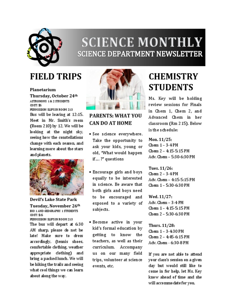 Upcoming Science Field Trips & Events | PDF