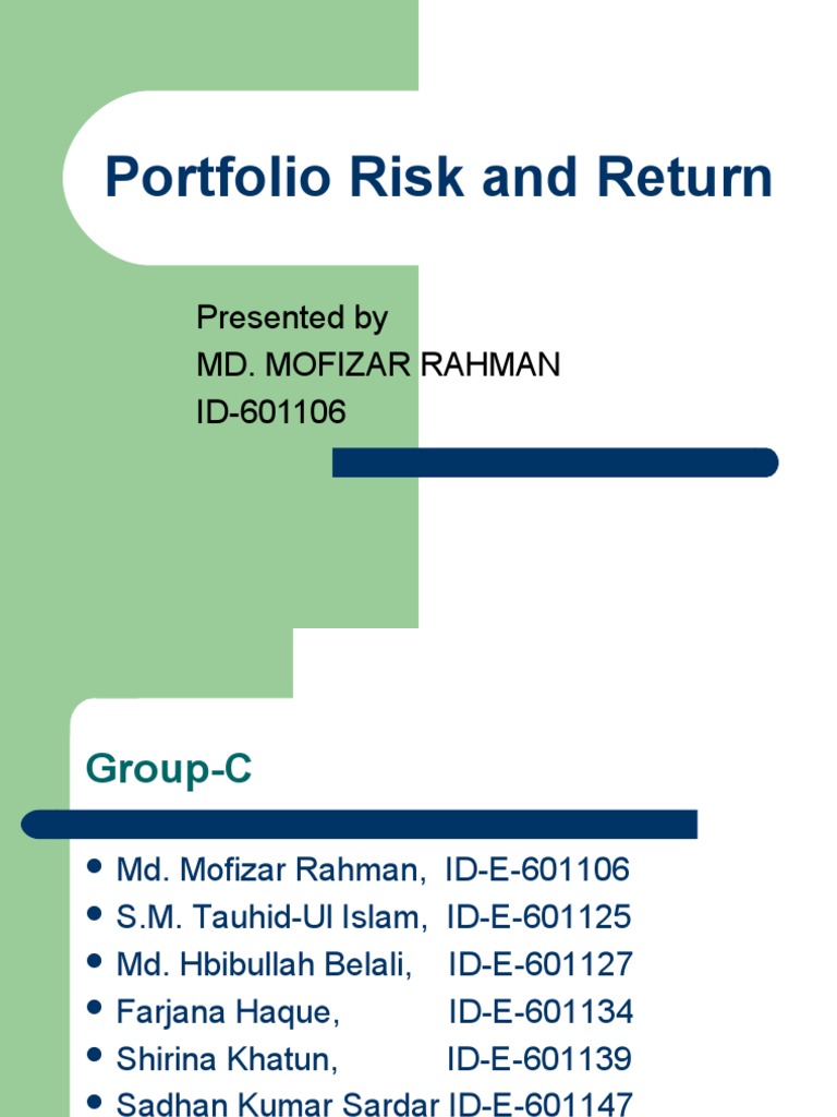 Portfolio Risk and Return | PDF | Covariance | Correlation And Dependence