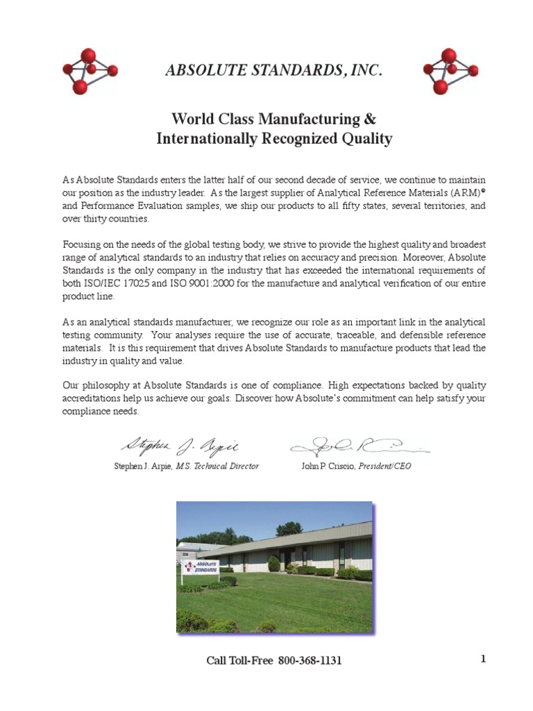 Absolute Standards Inorganic 2012 | PDF | Metallic Elements | Sets Of ...