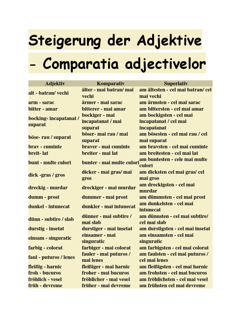Steigerung Der Adjektive | PDF