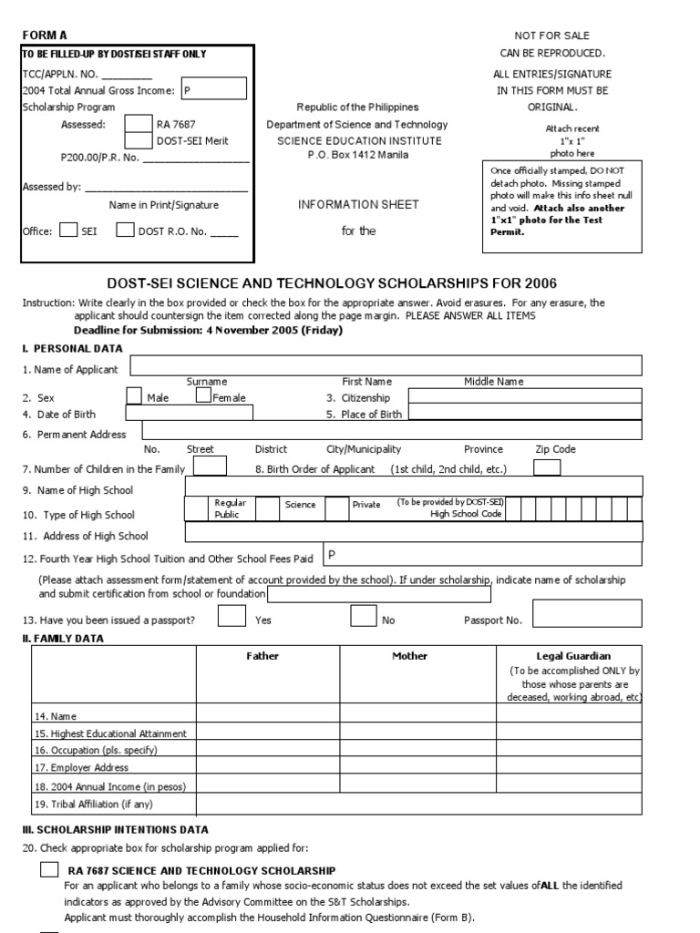 2006 Dost-Sei Application Form | PDF | Irs Tax Forms | Business