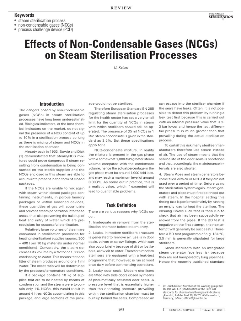 Effects Of Non-condensable Gases | Sterilization (Microbiology) | Steam