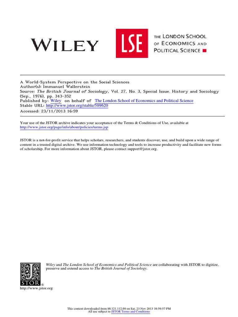 World System Perspective | PDF | World Systems Theory | Sociology