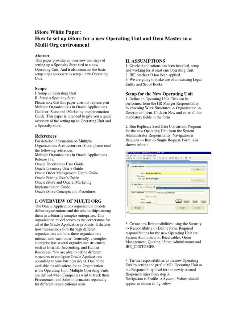 How To Set Up Istore For A New Operating Unit and Item Master in A ...