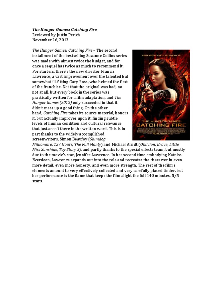 Catching Fire Review: A Fiery Sequel | PDF