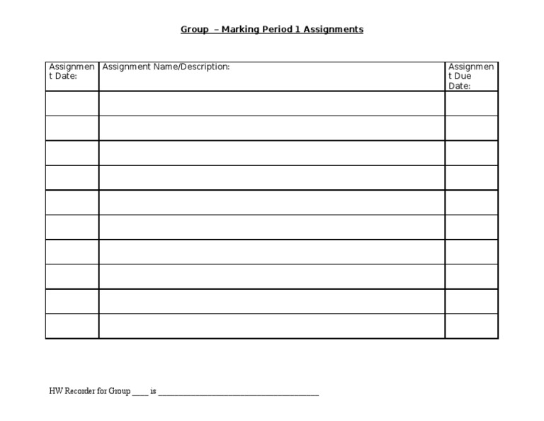 Marking Period 1 Group Assignments | PDF