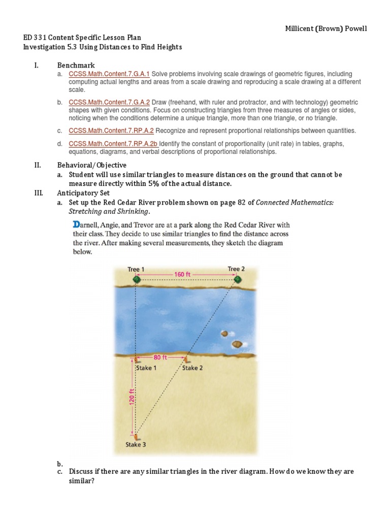5 3 Distances Lesson Plan | PDF | Triangle | Lesson Plan