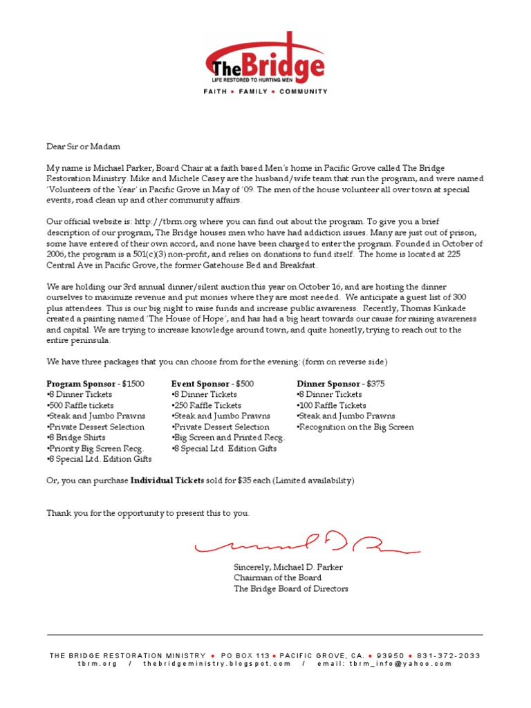 Table Sponsor Letter v2 | PDF | Business