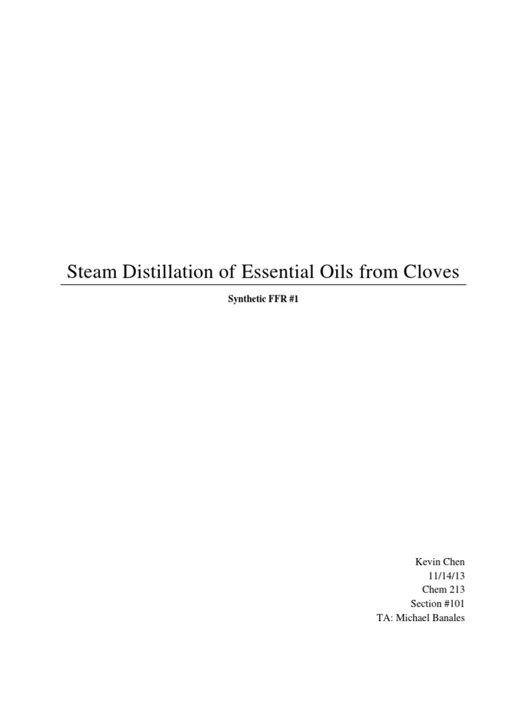 Steam Distillation of Clove Oil | PDF | Distillation | Mass Spectrometry