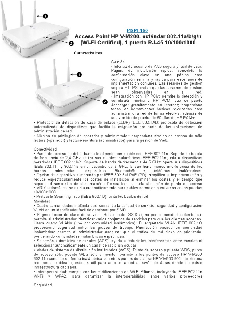 HP V-M200: Conectividad y Seguridad Wi-Fi | PDF | Punto de acceso ...