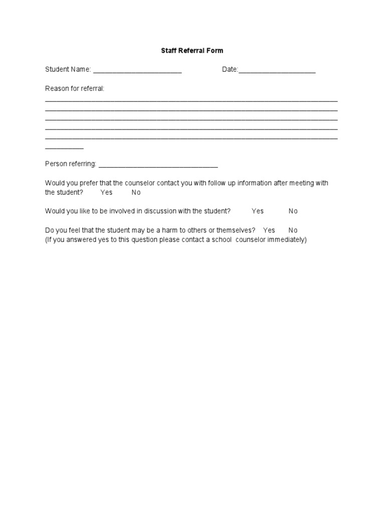 Student Referral Form Template | PDF