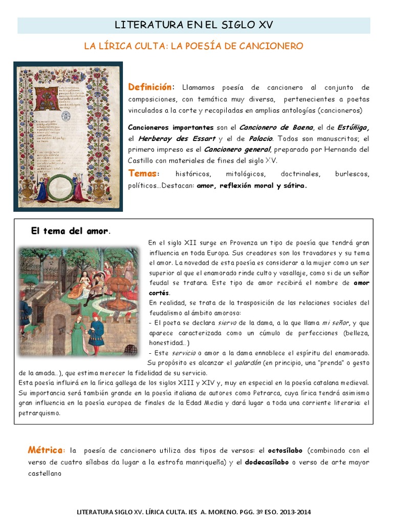 LA LÍRICA CULTA - Jorge Manrique | PDF | Poesía