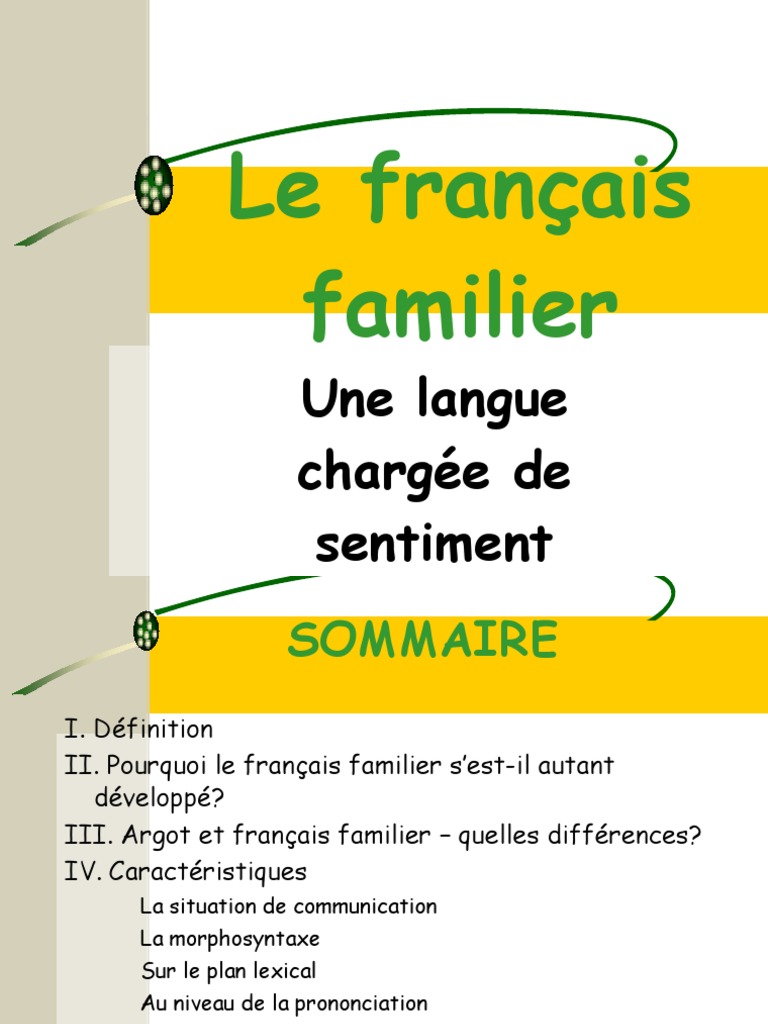 Le Français Familier | PDF | Langue française | Lexique