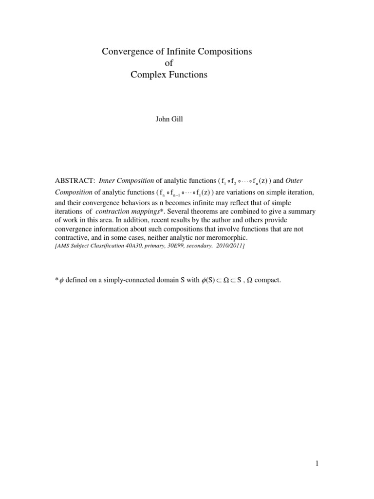 Infinite Compositions Of Complex Functions Pdf Analytic Function Sequence