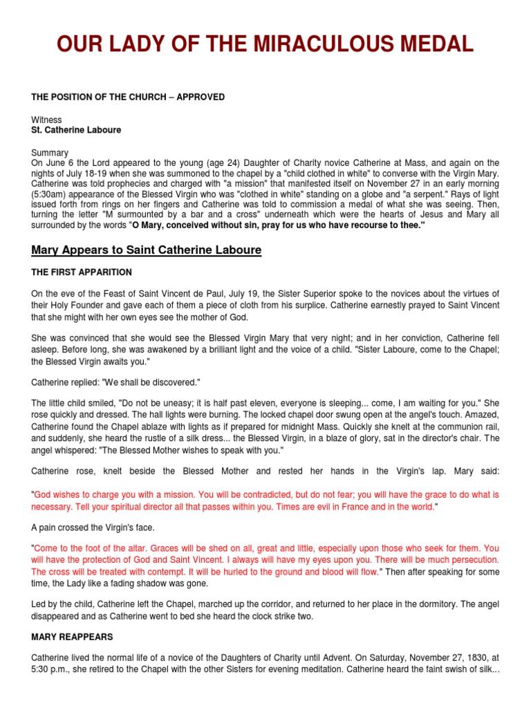 Our Lady of The Miraculous Medal | PDF | Mary, Mother Of Jesus ...