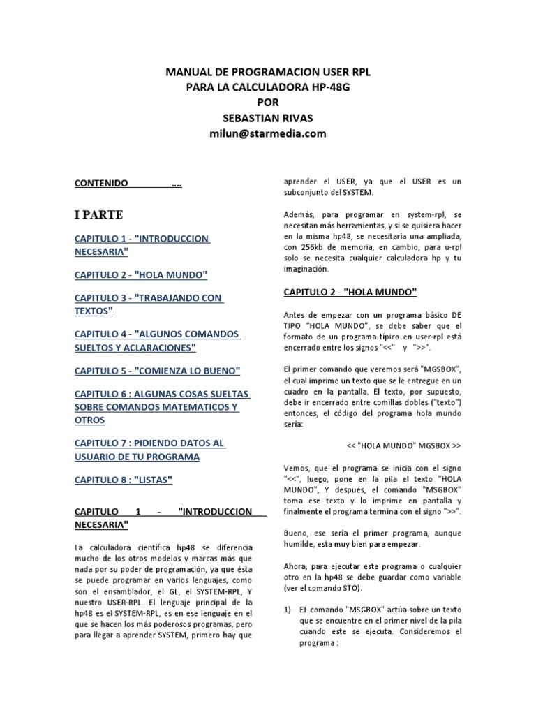 Programación en USER RPL para HP-48G | PDF | Comillas | Calculadora
