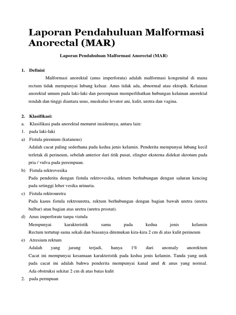 Laporan Malformasi Anorektal | PDF